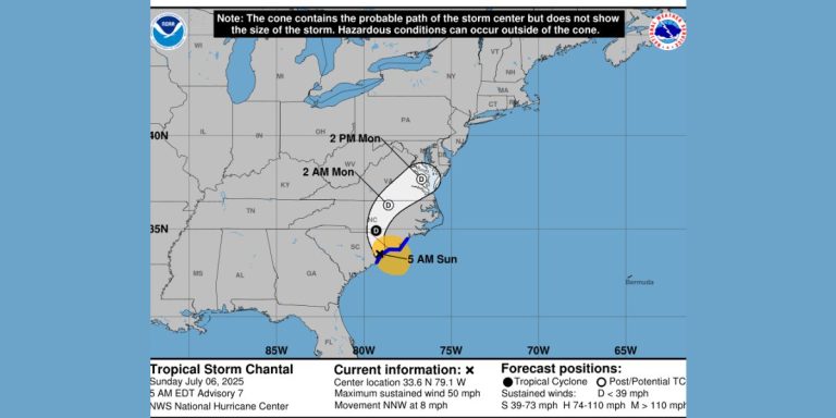 Tropical Storm Chantal makes Landfall in South Carolina, triggers Flood ...